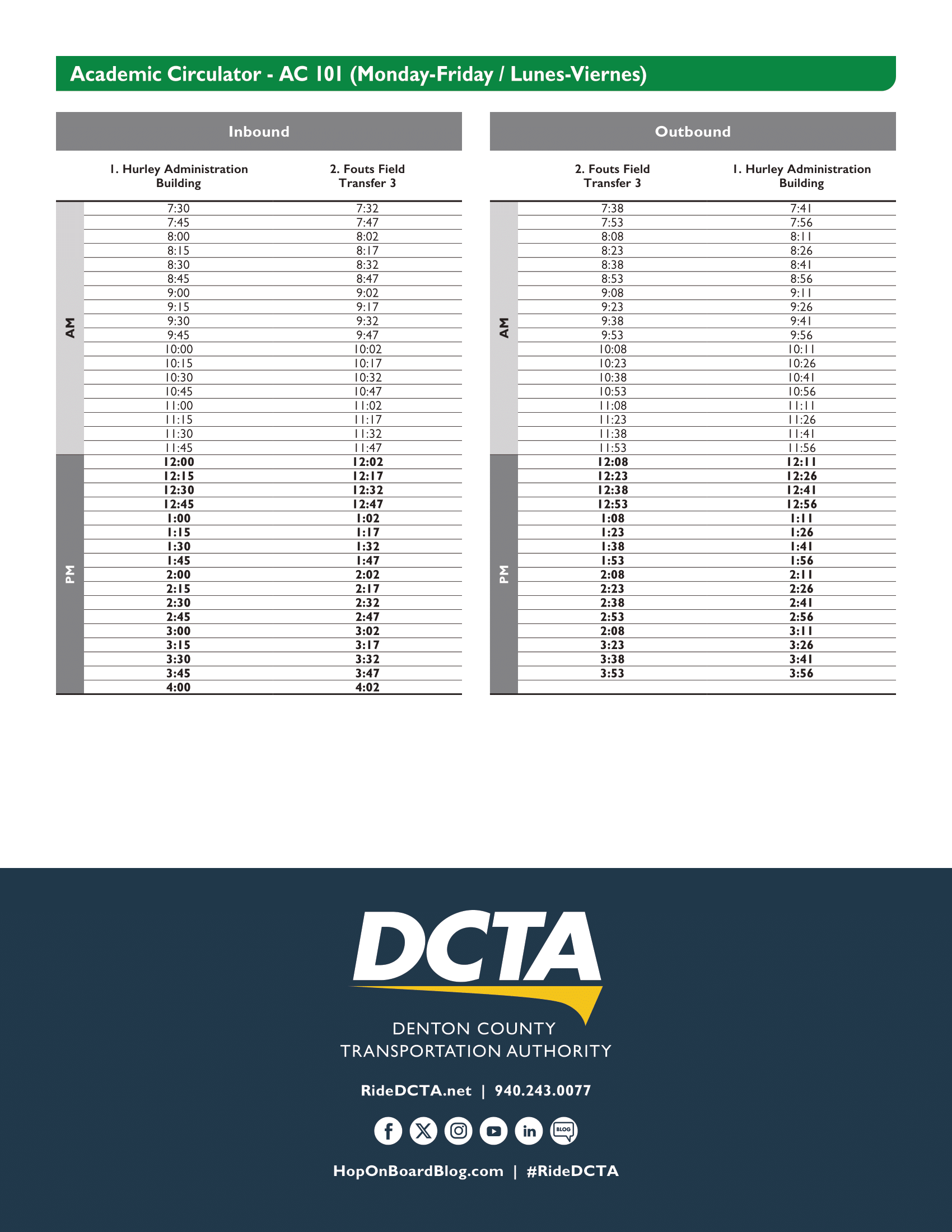 University Routes | DCTA