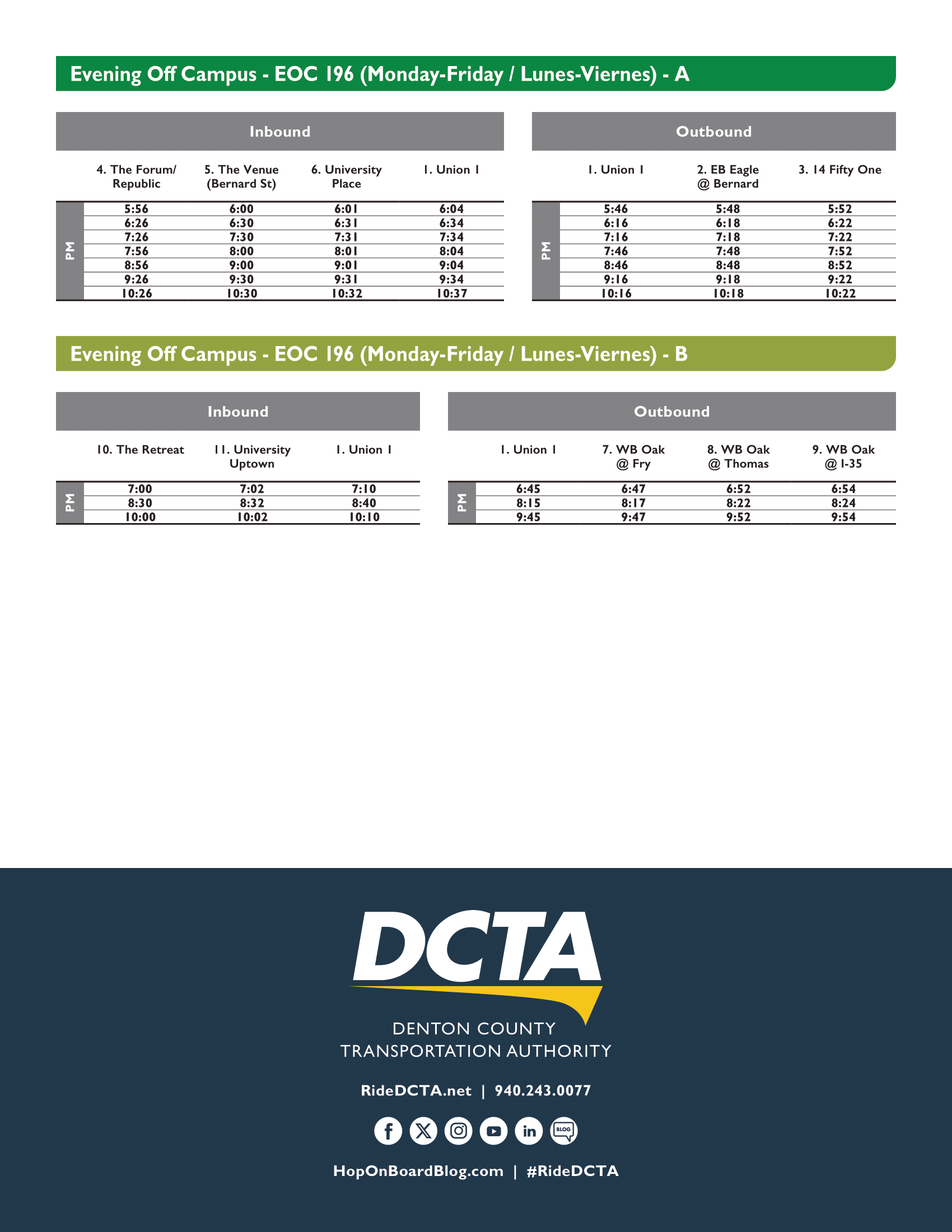 University Routes | DCTA