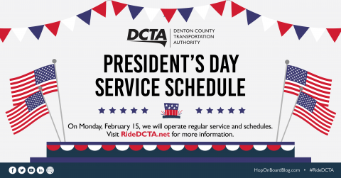 DCTA Announces President’s Day 2021 Service Schedule | DCTA